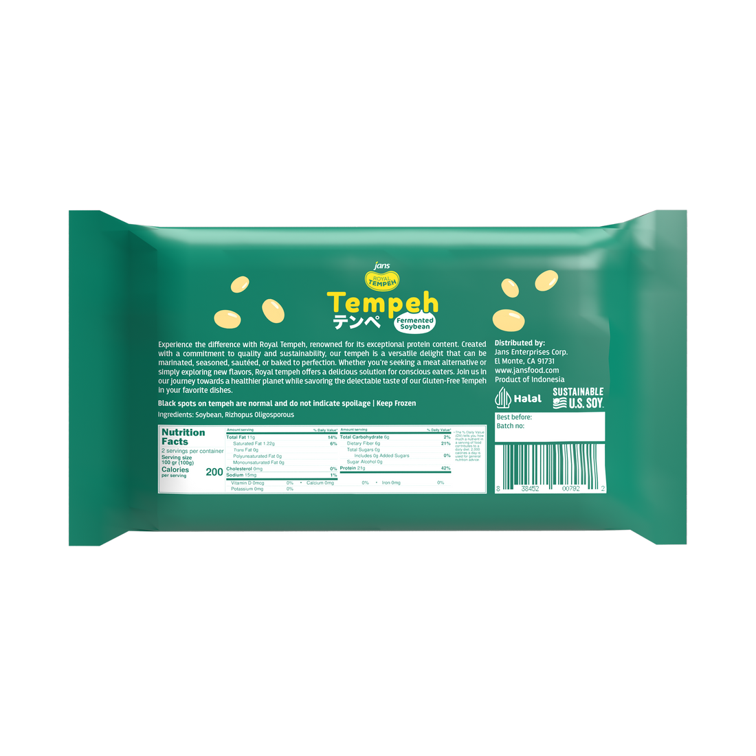 Royal Tempeh Frozen Tempeh Block | Protein-Rich & Versatile Vegan ...